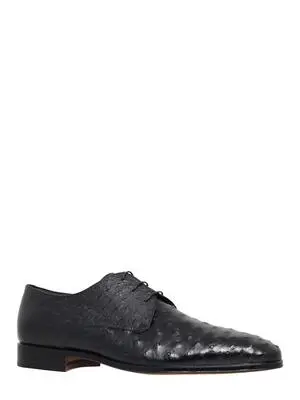 STEMAR Ostrich Derby Shoes Black