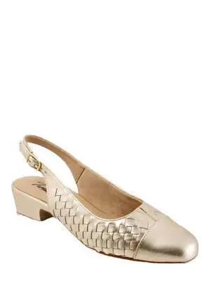 Trotters Dea Woven Slingback Pump - Champagne