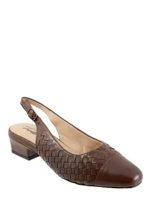 Trotters Dea Woven Slingback Pump - Dark Brown