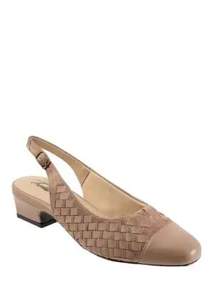 Trotters Dea Woven Slingback Pump - Taupe Suede