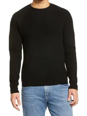 SCHOTT Ribbed Wool Blend Sweater - Black