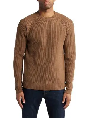 SCHOTT Schott NYC Ribbed Wool Blend Sweater Camel