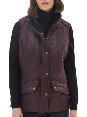 Barbour Barbour Cavalry Fleece Lined Vest Black Cherry