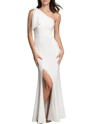 Dress The Population Georgina One-shoulder Gown - Off White