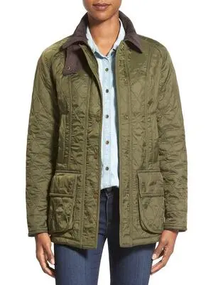 Barbour Beadnell Fleece Lined Quilted Jacket - Olive
