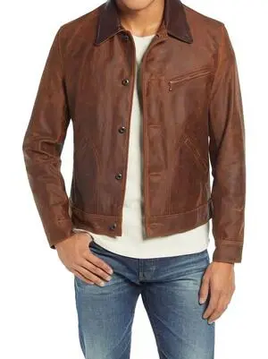 SCHOTT Leather Mechanics Jacket - Brown