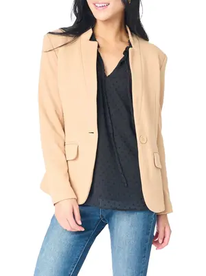 GIBSONLOOK GIBSONLOOK Inverted Notch Collar Knit Blazer Cappuccino