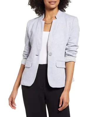 GIBSONLOOK GIBSONLOOK Inverted Notch Collar Knit Blazer H. Grey