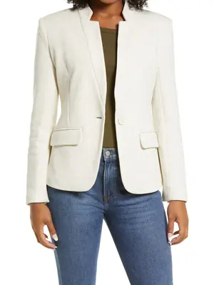 GIBSONLOOK GIBSONLOOK Inverted Notch Collar Knit Blazer Oatmeal