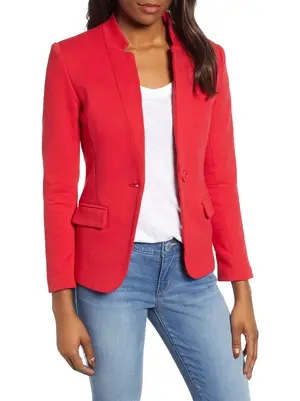 GIBSONLOOK GIBSONLOOK Inverted Notch Collar Knit Blazer Red