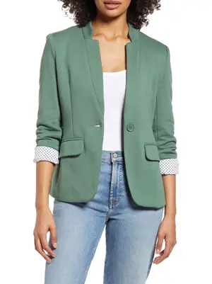 GIBSONLOOK GIBSONLOOK Inverted Notch Collar Knit Blazer Sage