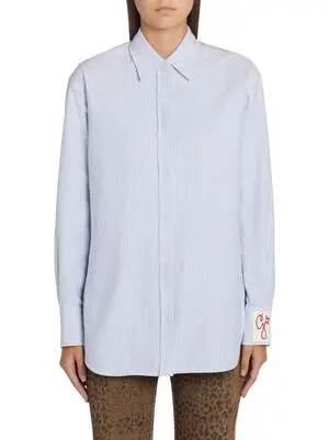GOLDEN GOOSE Stripe Cotton Button-up Shirt - White Infinity