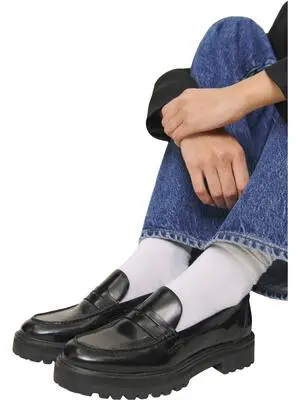 REFORMATION Agathea Chunky Leather Loafer - Black