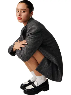 REFORMATION Agathea Chunky Leather Loafer Black/white