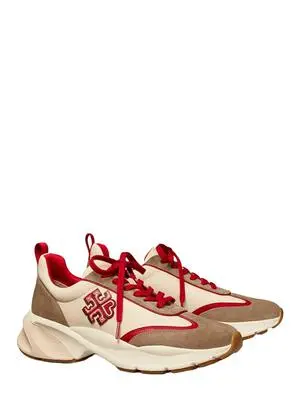 Tory Burch Good Luck Trainer - New Cream/taupe/tory Red