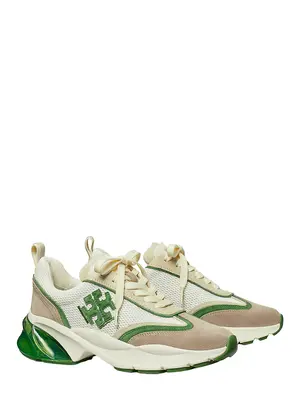 Tory Burch Good Luck Trainer New Ivory/green/cerbiatto