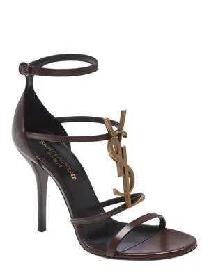 Saint Laurent Cassandra Strappy Sandal - Brown