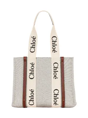 Chloé Woody Tote Bag White & Brown