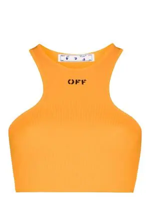 Off-White Logo Cropped Tank Top - Orange