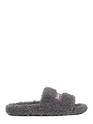 Balenciaga White/red Fabric Slides - Grey