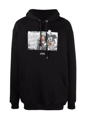THROWBACK. Photograph-print Cotton Hoodie - Black