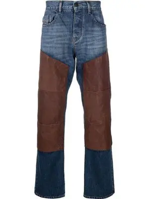 DIESEL® D-viker Straight-leg Jeans With Contrasting Panels - Blue