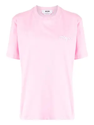 MSGM Chest-logo Crew Neck T-shirt - Pink
