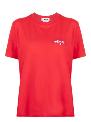MSGM Chest-logo Crew Neck T-shirt - Red