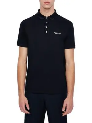 Armani Exchange Milano/new York Logo Polo - Navy