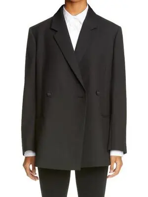 TOTEME Oversized Double-Breasted Wool Blazer Black