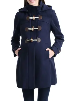 KIMI + KAI Kimi And Kai Maternity Duffle Coat Wool Blend Navy