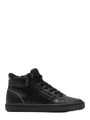 Geox Croc-effect High Top Sneakers - Black