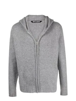 Palm Angels Intarsia-logo Zip-up Hoodie - Grey