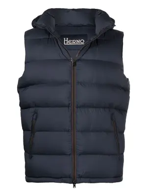 Herno Quilted Hooded Gilet - Blue