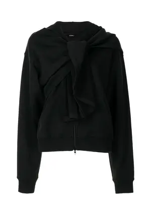 Goen.j Knot-detail Zip-up Hoodie - Black