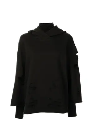 Goen.j Destroyed Layered Hoodie - Black