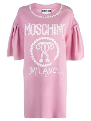 Moschino Pearl-embellished T-shirt Dress - Pink