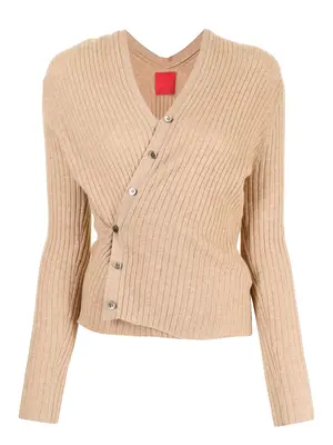 Cashmere In Love Inez Ribbed-knit Cropped Cardigan - Brown