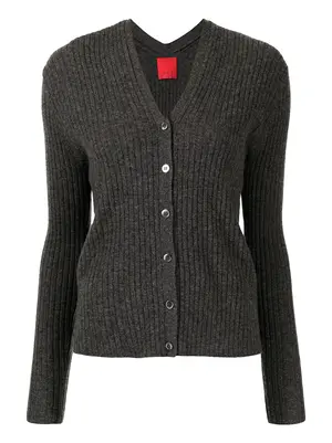 Cashmere In Love Inez Ribbed-knit Cropped Cardigan - Grey