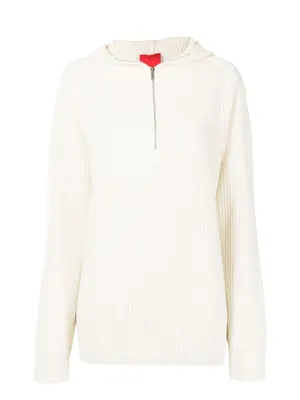 Cashmere In Love Oversized Zipped Cashmere-knit Hoodie - White