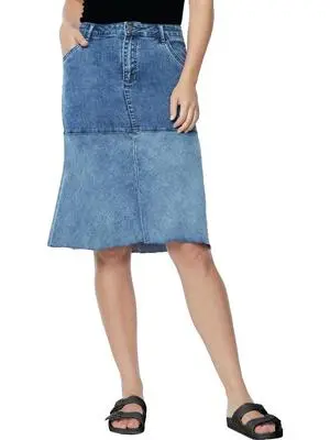 WASH LAB DENIM Trumpet Skirt - Tonal Blue
