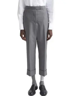 Thom Browne Thom Browne Back Strap Cropped Wool Trousers Medium Grey