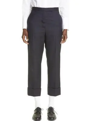 Thom Browne Back Strap Cropped Wool Trousers - Navy