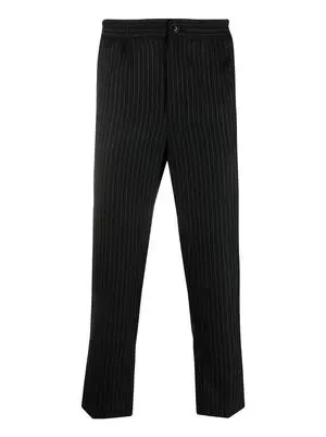 Ami Pinstriped Cropped Trousers - Black
