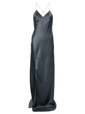 Michelle Mason Strappy Wrap Gown - Grey