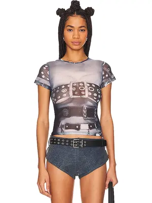 Miaou Mini Tee - Belt Print