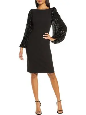 ELIZA J Sequin Blouson Sleeve Sheath Dress