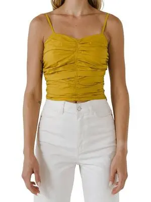 Endless Rose Shirred Cotton Tank Top - Mustard