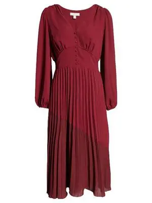 Chelsea28 Button Pleated Maxi Dress - Wine Combo
