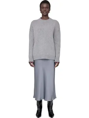 ANINE BING Bar Silk Midi Skirt Grey